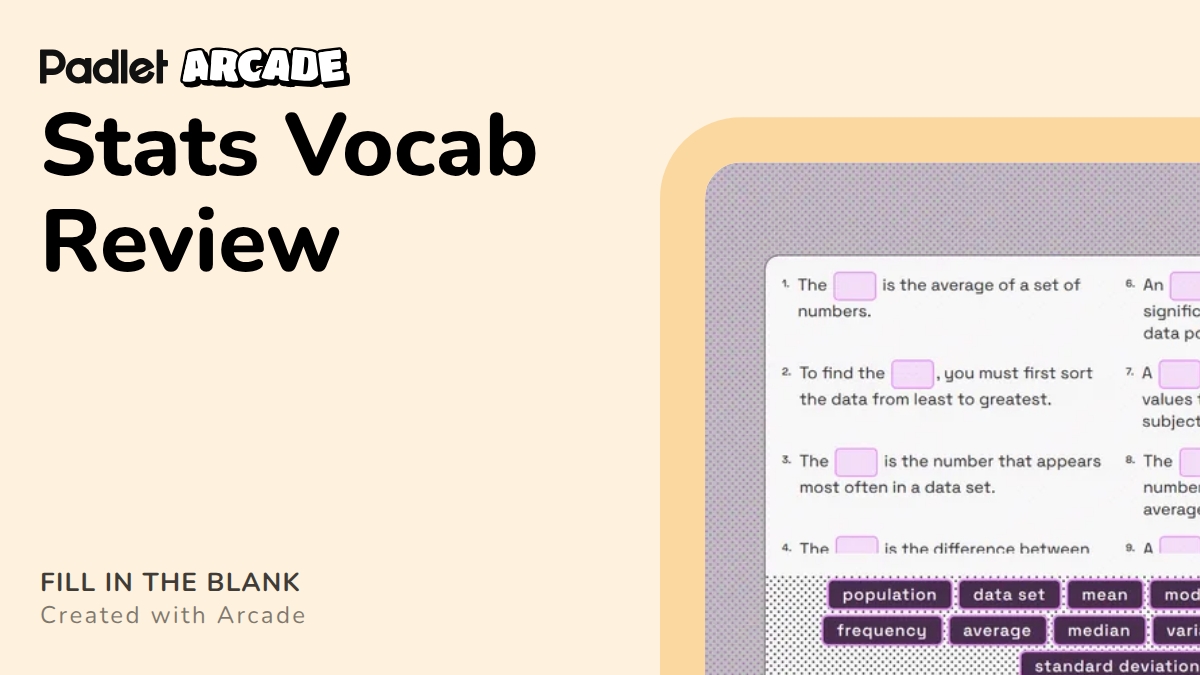 Stats Vocab Review | Arcade