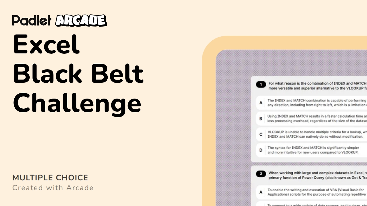 Excel Black Belt Challenge | Arcade